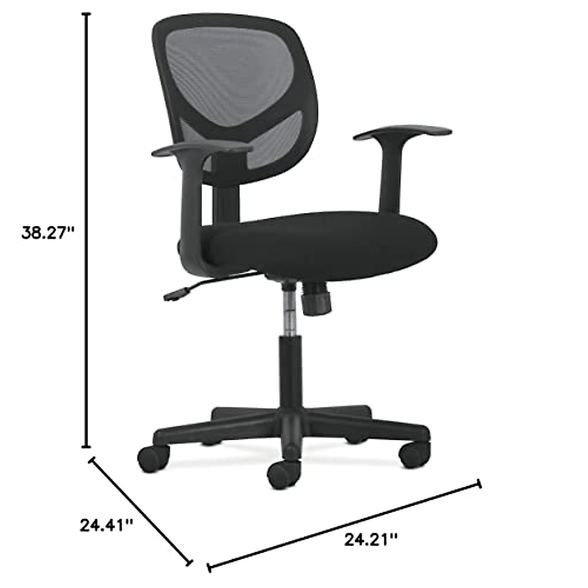 HON BSXVST102 Sadie Swivel Mid Back Mesh Task Arms-Ergonomic Computer/Office Chair (HVST102), Black
