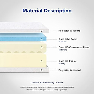 Olee Sleep King Mattress, 9 Inch Deluxe Gel Memory Foam Mattress, Gel Infused for Comfort and Pressure Relief, CertiPUR-US Certified, Bed-in-a-Box, Medium Firm, King Size
