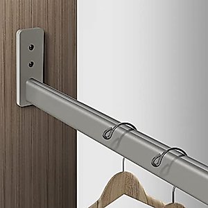 ZJKXJH Gray Closet Rod, Oval Wall Mounted Clothes Hanging Bar, Premium Aluminum No Rust Garment Rail Pole with Socket Set for Wardrobes, Cabinet, Laundry Room (Size : 150cm/59in)