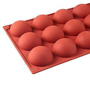 RAYNAG 2 Pack Medium Semi Sphere Silicone Mold Baking Chocolate Bath Bomb Making Domes Tray Cake Eyeballs Jelly Dome Mousse Soaps Molds, 15-cavity