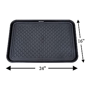 GREAT WORKING TOOLS Boot Trays for Entryway, Set of 2 Heavy Duty Shoe Trays All Season Muddy Mats Wet Shoe Tray Snow Boot Tray - Black, 23.75" x 15.5" x 1.25"