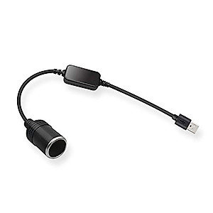 TEHUS USB to 12V DC Power Adapter - USB 5V A Male to 12V Car Cigarette Lighter Socket Power Converter for Driving Recorder DVR Dash Camera GPS(10W 0.8A Max) (0.3M/11.8in)