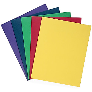 Blue Summit Supplies 25 Two Pocket Folders, Designed for Office and Classroom Use, Assorted 5 Colors, 25 Pack Colored 2 Pocket Folders