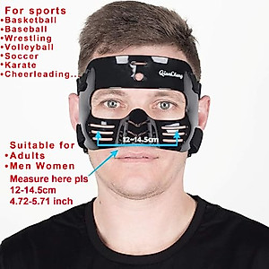 Qiancheng Nose Guard Face Shield for Broken Nose, Adjustable Face Guard with Padding, Protection from Impact Injuries to Nose and Face for Unisex Adult, QC-L2 Black