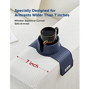 Couch Cup Holder, Elimiko Silicone Sofa Drink Holder with Upgrade Large Cup Holder, for Oversized Mug/Cup/Tumbler/Drink/Coffee/Bottle/Cans, Gifts for Mom, Dad, Husband, Grandma, Grandpa (Navy Blue)