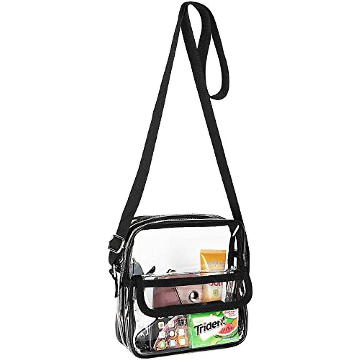 HULISEN Clear Crossbody Purse, Stadium Approved Clear Purse with Front Extra Pocket for Concert