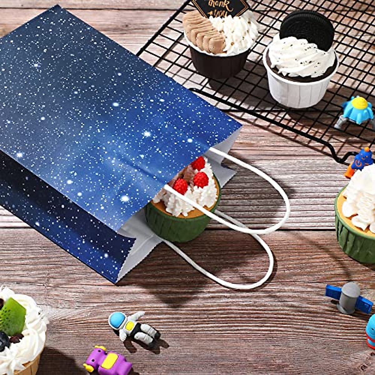 16 Pieces Galaxy Party Bags Space Party Favor Bags Starry Night Party Gift Goodie Bags Galaxy Treat Candy Bags Space Stars Theme Party Supplies for Galaxy Themed Birthday Decorations Party Favors