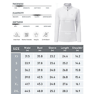 AIRIKE Women's Long Sleeve Shirts Pullover Quarter Zip Collared Sun Protection Workout Tops White L
