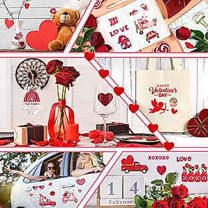 105 Pcs Valentine's Day Rub on Transfers Decor Stickers Transfers for Furniture Floral Scrapbook Stickers Iron on Transfers Decal Sticker for DIY Crafts Paper Wood Design, 5.9 x 5.9 Inch