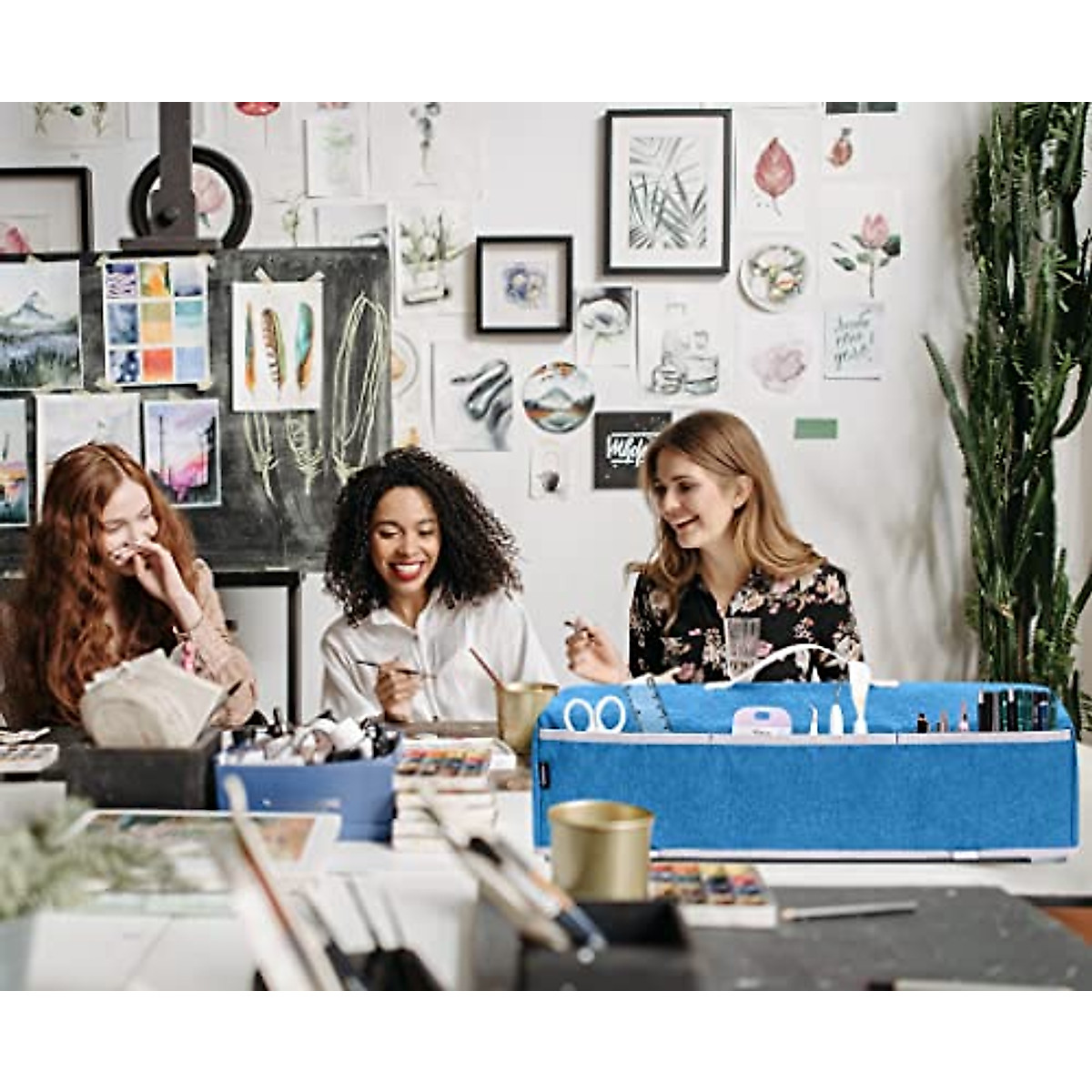 Ginsco Waterproof Dust Cover for Cricut Maker 3, Cricut Maker, Cricut Explore 3 Machine, Cricut Explore Air 2, Cricut Maker Cover with 3 Front Pockets for Cricut Accessories and Supplies Tools Pens Blue