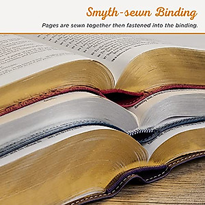 KJV Holy Bible, Standard Size Faux Leather Red Letter Edition Thumb Index & Ribbon Marker, King James Version, Saddle Tan