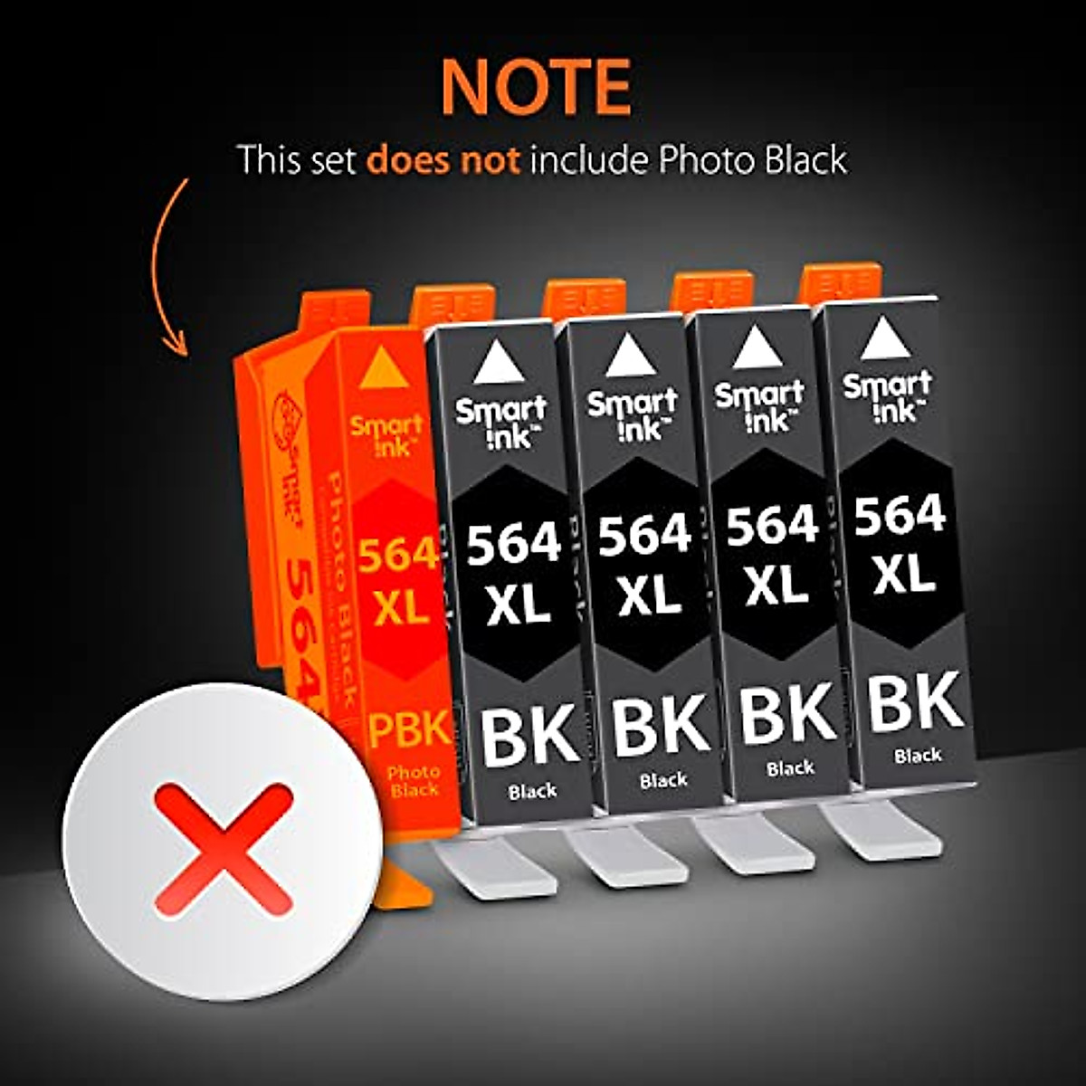 Smart Ink Compatible Ink Cartridge Replacement for HP 564XL 564 XL (4 Black Combo Pack) for Photosmart 6525 6520 7520 5520 7510 5510 7525 6515 6510 B210 C410 5514 B209 B209a C309 C309 OfficeJet 4620
