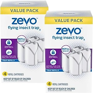 Zevo Flying Insect Trap for Indoors: Light Trap Captures Fruit Flies, Gnats (8 Refill Cartridges)