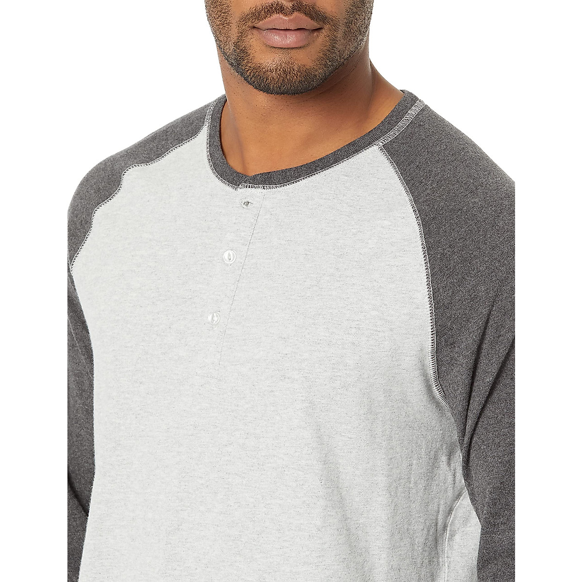 Amazon Essentials Long Sleeve Shirt for Men, Regular-Fit Henley, Available in Big & Tall, Charcoal Light Grey Heather, Medium