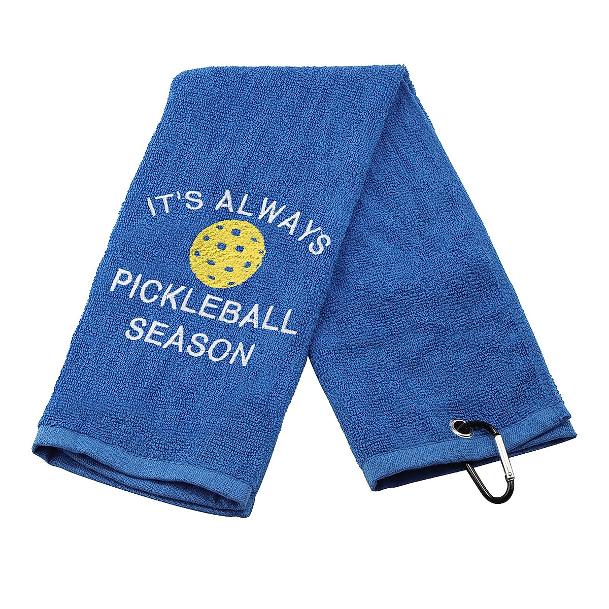 Pickleball Towel It's Always Pickleball Season Embroidered Sports Teem Hand Towel Gift for Pickleball Player (Pickleball Season Towel)