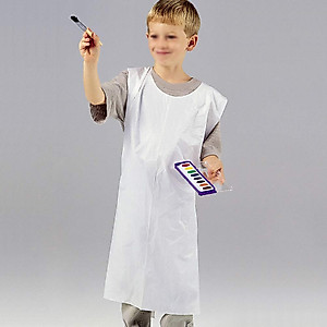 Vankcp 100pcs Disposable Aprons, 24'' x 42'' Plastic Waterproof Apron for Adults Kids Painting Party, Cooking, Housework, Picnic