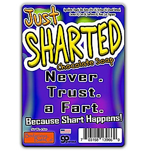 Just Sharted Chocolate Soap Novelty Bath Bar Soap Funny Unisex Spa for Women Men Chocolate Gags for Friends Family Secret Santa White Elephant Stocking Stuffers Teens Adults Fart Joke Gag