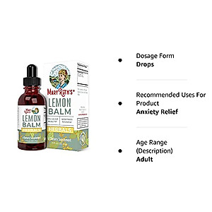 MaryRuth Organics Lemon Balm Drops Extract for Immune Support, Vegan, Non-GMO, 1 Fl Oz