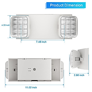 SPECTSUN Emergency Light White, Commercial Emergency Light with Battery Backup, Emergency Lighting Fixture/Emergency Light Combo/Emergency Sign Light//Emergency Light Home - 1 Pack (Square Head)