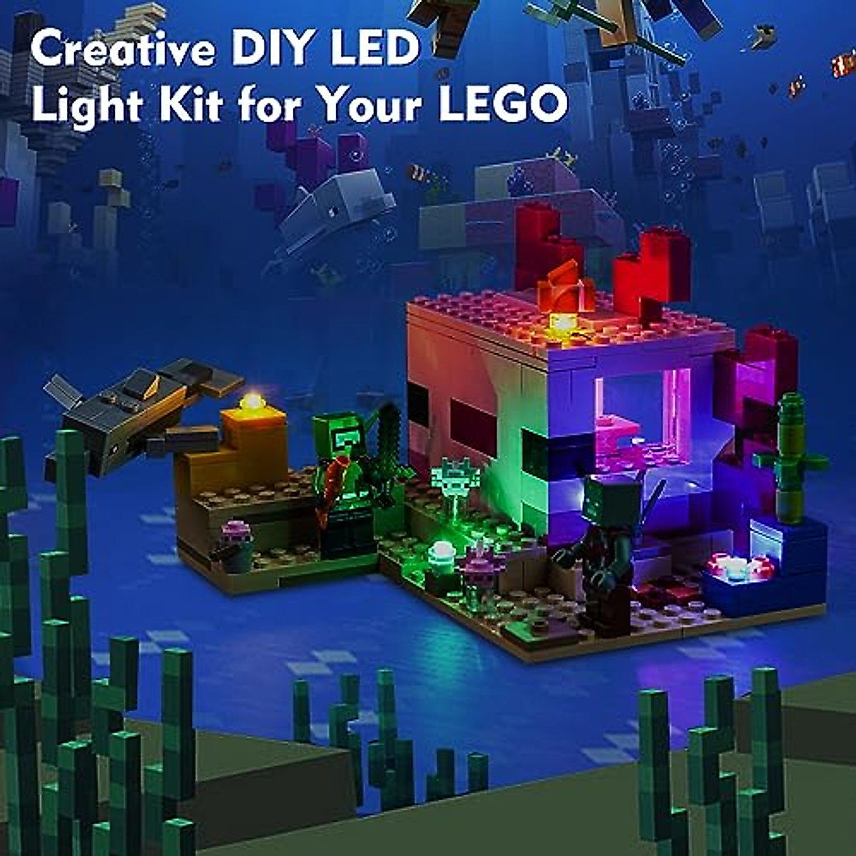 LocoLee Led Light Kit for Lego The Axolotl House 21247, Minecraft Lighting Set Compatible with Lego 21247 (No Lego Model), DIY Décor Lights for Lego Building Blocks