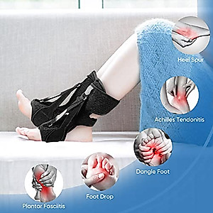 LISTENJIALE 2 Pack Plantar Fasciitis Night Splint with Arch Support, Upgrade 3 Adjustable Straps Plantar Fasciitis Relief Brace for Plantar Fasciitis Relief,Foot Drop, Achilles Tendonitis(Black)