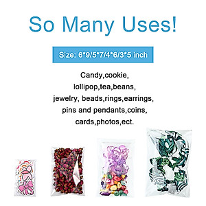 Geyoga 240 Pieces 4 Size Clear Plastic Cello Bag Resealable Self Sealing Cellophane Bag for Candy Cookies Decorative Wrapper (3 x 5 Inch, 4 x 6 Inch, 5 x 7 Inch, 6 x 9 Inch)