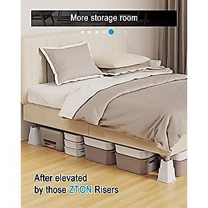 ZTON Bed Furniture Risers Elevation in Height 3" Heavy Duty Risers for Both Posts and Wheels of Furniture Sofa Bed Couch Chair Table,Support up to 2000 lbs.(4 Pack,White)¡­