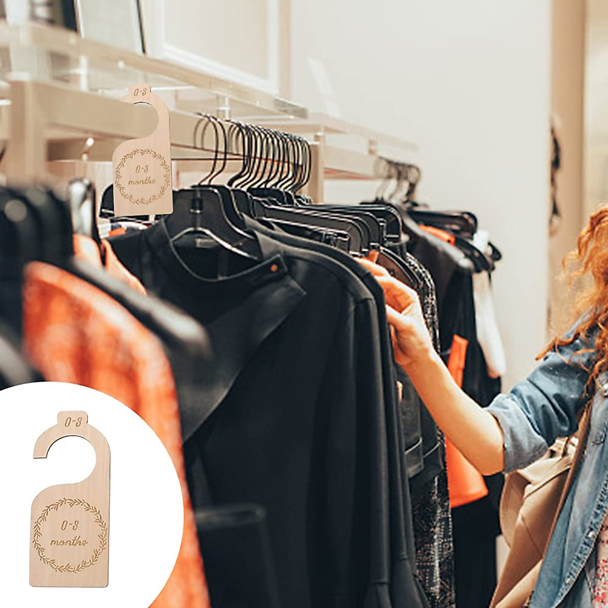 Baby Closet Size Dividers,Baby Closet Size Divider Wooden Baby Closet Organizers Hanging Closet Dividers from Newborn Infant to 24 Months for Home Nursery Baby Clothes(7 Pieces) (2)