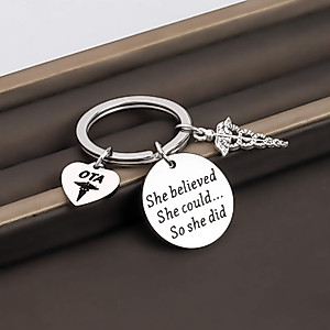 ENSIANTH OTA Gift Occupational Therapist Assistant Keychain OTA Graduation Gift Occupational Therapy Gift (OTA She Believed KR)