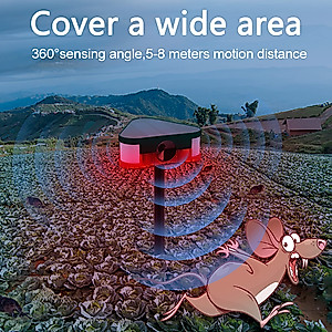 Solar Sound & Light Alarm, 360° Smart Ultrasonic Motion Sensor Alarm with Remote Controller, 3x129db Super Loud Speakers & LED Flashing Light IP65 Waterproof 4 Work Mode for Home, Farm, Barn, Yard