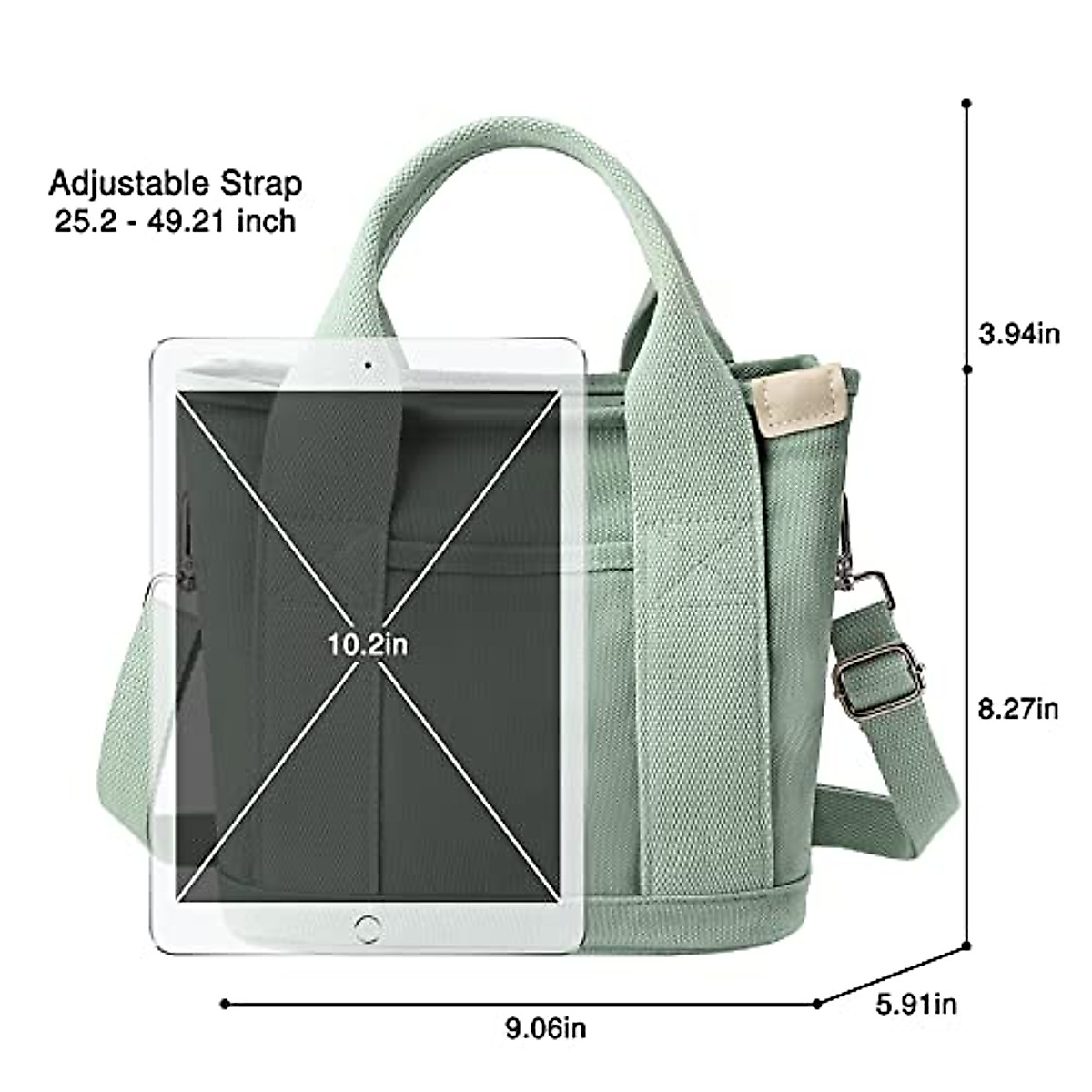 Canvas Tote Bag for Women Stylish Crossboy Handbag Casual Hobo Bag Top Handle Satchel with Multiple Pockets (A-Green)