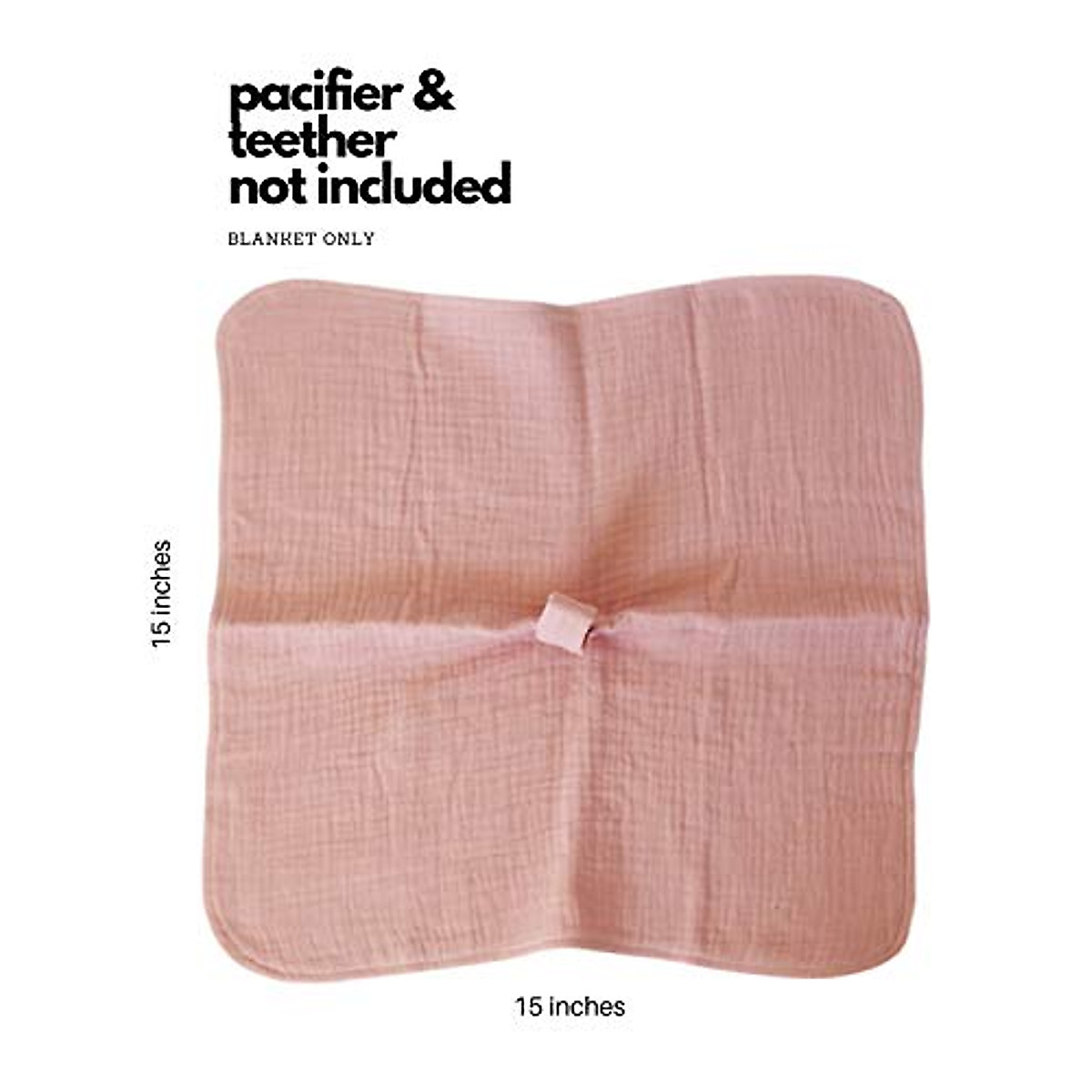 Marlowe & Co Organic Cotton Muslin Baby Blanket with Snap Closure, 100% Organic Cotton Muslin Lovey Blanket with Holder, Blanket Only (Peony)