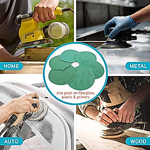 LotFancy 6 Inch PSA Sanding Discs with Tabs, 30PCS 400 600 800 1000 1500 2000 Grit Self Adhesive Wet Dry Green Film Sandpaper Assortment, Random Orbital Sander Fine Grit Sand Paper