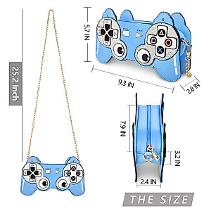 USTYLE Gamepad Shaped Crossbody Bag, Fashionable Novel Unique Women Shoulder Bag with Chain Strap (blue)