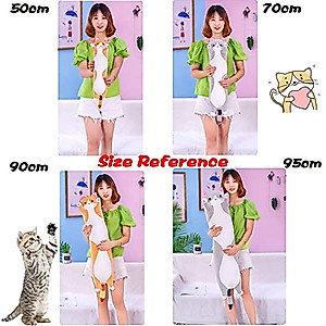 Handytoolinc Cat Soft Pillow Plush Long Throw Sleeping Pillow Cotton Kitten Pillow Cuddly Stuffed Cute Plush Doll Toy Gift for Kids Girlfriend (19.7 inch/50 cm, Grey)