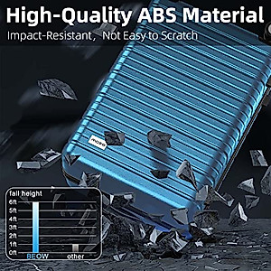 BEOW Luggage Sets Expandable Lightweight Suitcases with Wheels PC+ABS Durable Travel Luggage TSA Lock Navy Blue 4pcs