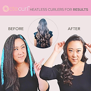 Octocurl Satin Hair Curlers - Heatless Curls Overnight - Headband Curlers for Medium Length Hair (Satin - Black)