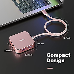 USB C to HDMI Multiport Adapter, fairikabe USB C Hub to 4K HDMI Power Delivery 3USB3.0, 5 in 1 USB C HDMI Hub with Long Cable 1.5FT, for MacBook Air, MacBook Pro and Other USB-C DP Alt Mode Devices