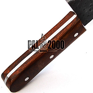 PAL 2000 KNIVES CL 9832 Custom Handmade Carbon Steel Fixed Blade 7 Inch Cleaver Knife Rosewood handle with Sheath