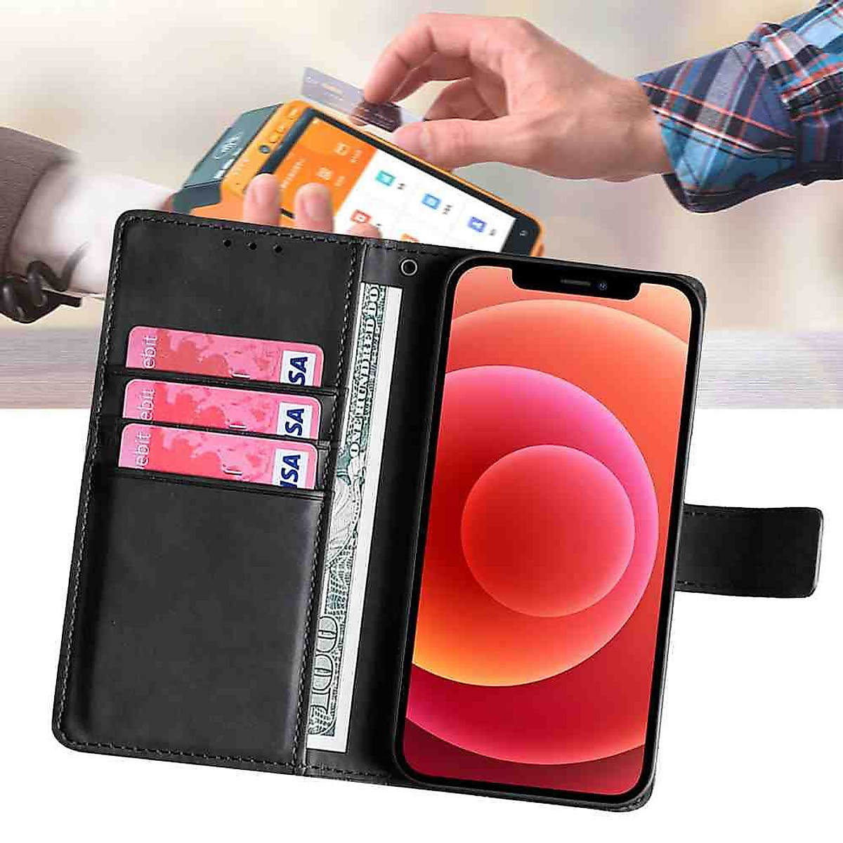 BANLEI2U Phone Cover Wallet Folio Case for Samsung Galaxy S9 Plus, Premium PU Leather Slim Fit Cover for Galaxy S9 Plus, Shock Resistant, Black