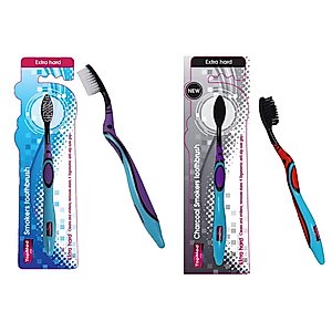 Top Med ETS Smokers Toothbrush Extra Hard + Charcoal Toothbrush Extra Hard (Color May Vary) 2 Count