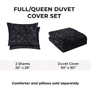 Mellanni Duvet Cover Set - Soft Double Brushed Microfiber Bedding - Button Closure & Corner Ties - Warm & Soft Faux Fur (Queen, Black)