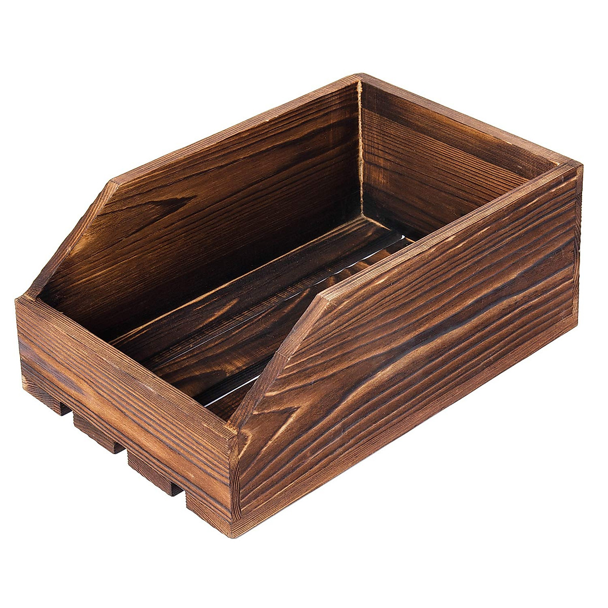 Liry Products Rustic Brown Wood Paper Nesting Tray Stackable Document Storage Crate File Organizer Tabletop Wooden Box Basket Letter Holder Folder Rack Container Desktop Home Office Supplies