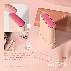 Cream Blush Stick, Multi-use Stick Blush Makeup for Cheek and Lip, Monochromatic Blush Face Beauty Wand for Women, Long Lasting, Waterproof, Moisturizer, Matte Finish, 1oz (#01 Pink)