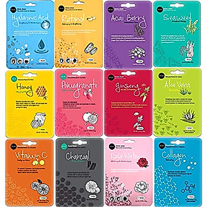 celavi Face Mask Set Korean Beauty Essence Facial Paper Sheet Mask Korea Skin Care Moisturizing 12 New flavors K-Beauty Skincare 12 masks in a pack Made in Korea
