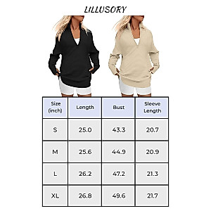 LILLUSORY Women's Half Zip Pullover Fall Trendy V Neck Sweatshirts Long Sleeve Knit Sweater Y2K 2023 Casual Winter Tops Black