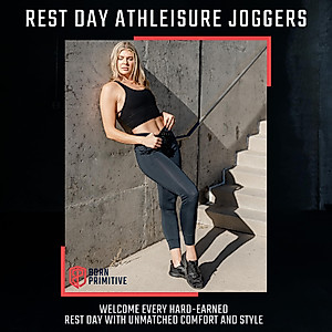 Born Primitive Rest Day Athleisure Joggers for Women (Medium, Black) - Womens Joggers with Zippered Back Pockets - Ultra-Soft, Stretchable Comfy Jogging Pants for Running, Yoga & Workout