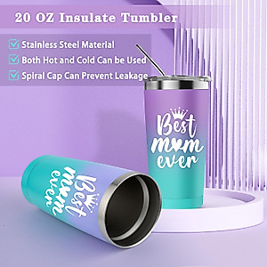 HULASO Mothers Day Gifts for Mom from Daughter, Fun Birthday Gifts for Mom Women with 20 Oz Tumbler Mothers Day Cards Canvas Tote Bag Scented Candle Makeup Bag Cute Acrylic Plaque Sign