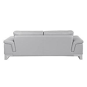 Blackjack Furniture Weston Collection Italian Leather Living Room Sofa, Light Gray