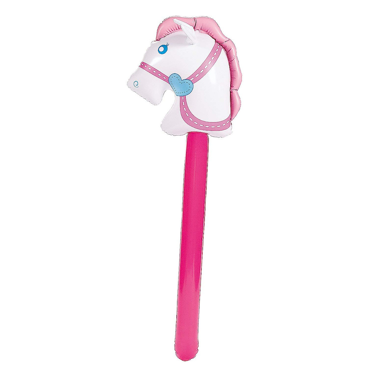 Fun Express Pony on a Stick Blow Up Horse Toy - Gift and Cowgirl Party Supplies